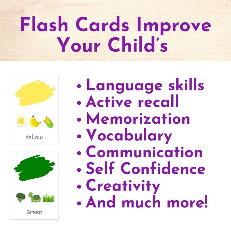 Colors Flashcards for Kids Education, 12 Color Cards Montessori ...