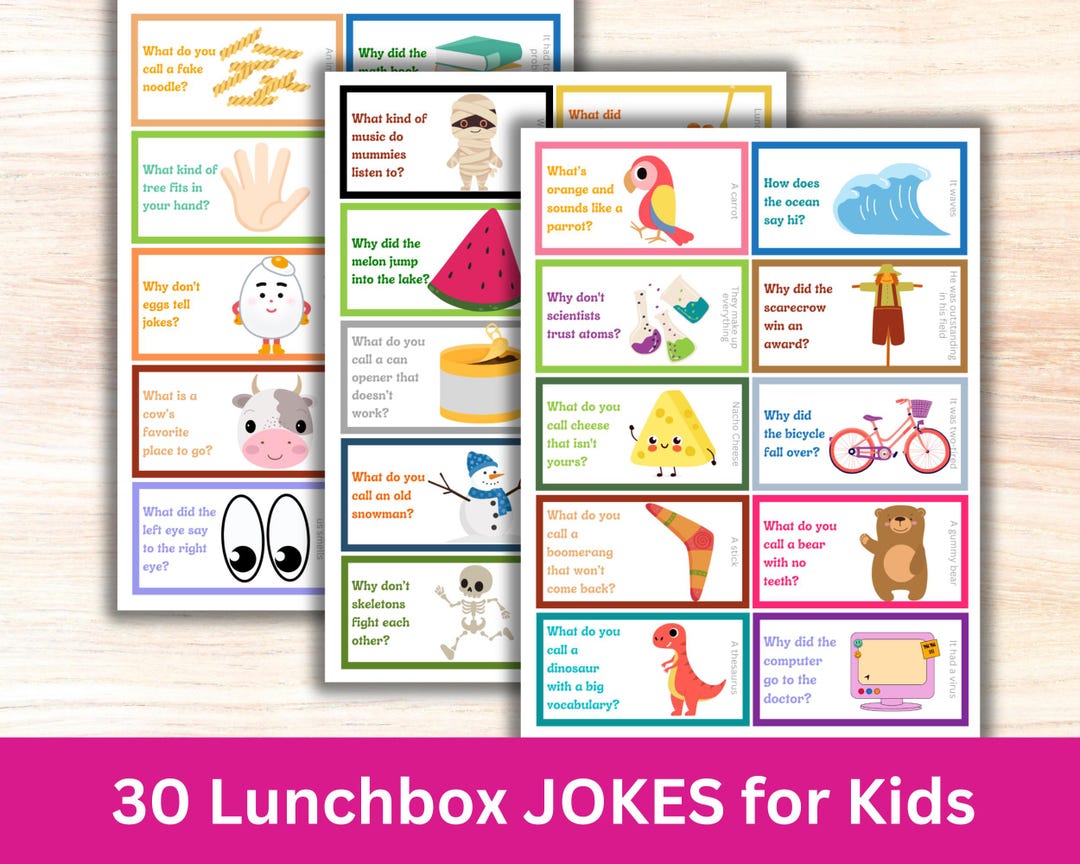 Lunchbox JOKES, Lunch Box Notes for Kids, Funny Joke Note Cards for ...