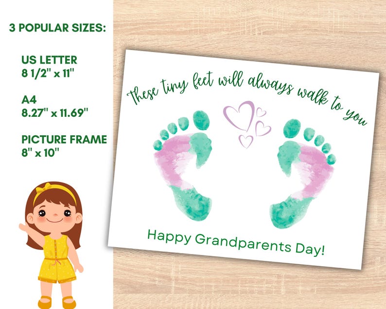 Grandparents Day Footprint Craft Keepsake, Baby's Foot Print Memories ...