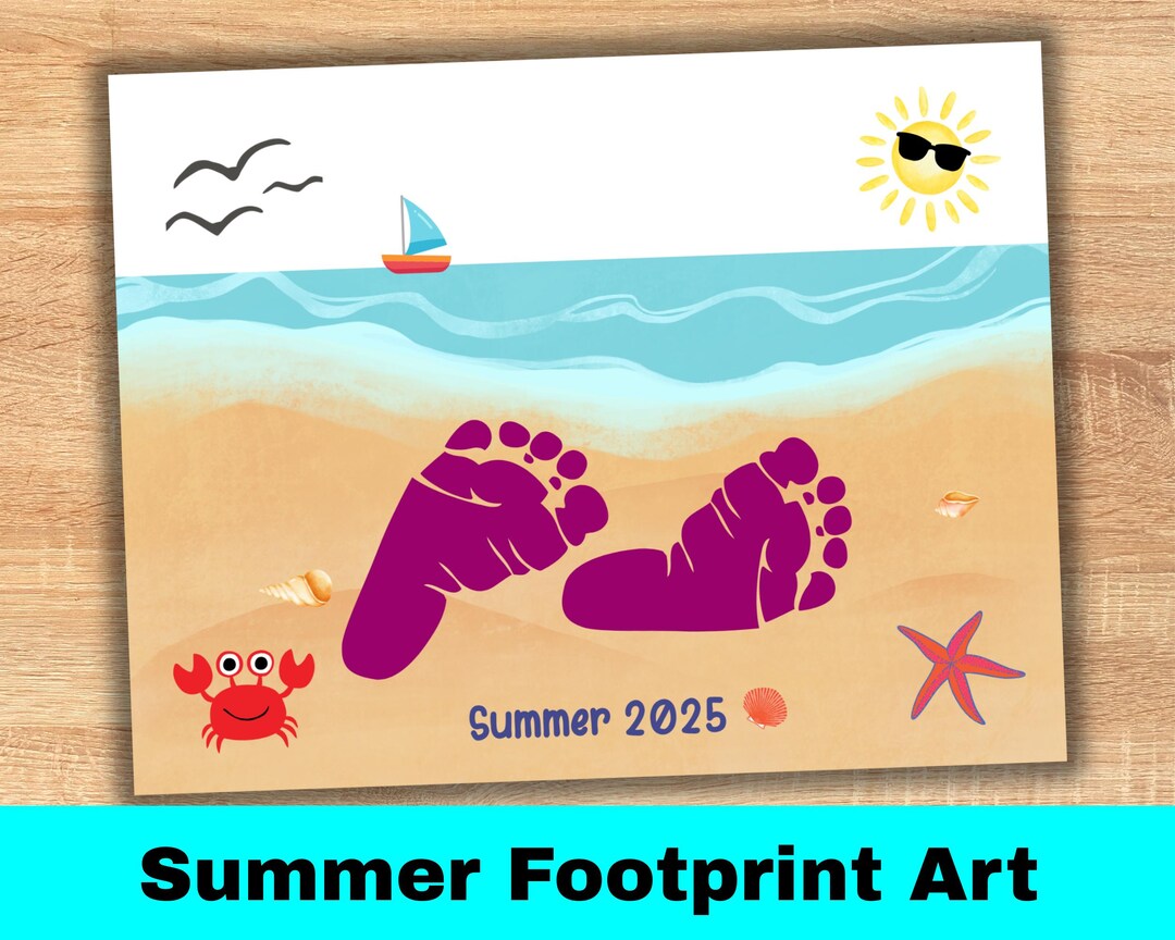 Beach Footprint Keepsake Craft for Kids, Summer Footprints in the Sand ...