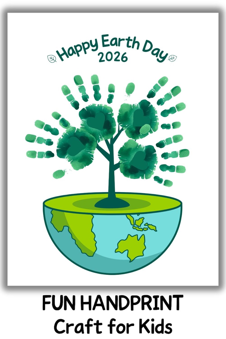 Earth Day Craft Handprint Art for Kids, Arbor Day Activity Keepsake ...