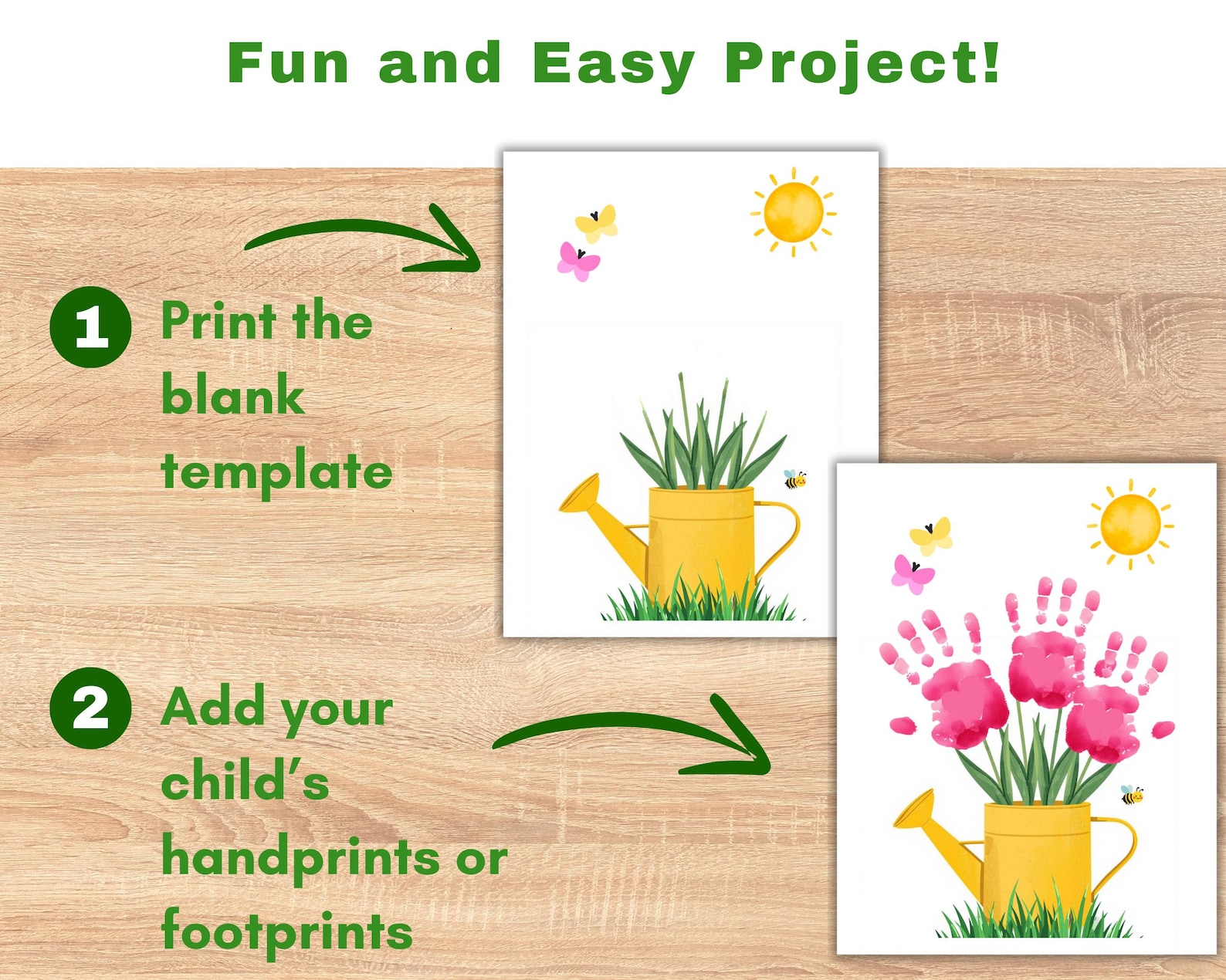 Spring Flower Handprint Craft for Kids, Art Keepsake, Butterfly Bees ...