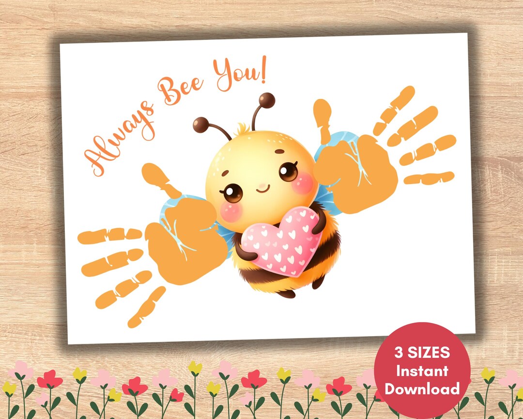 Spring Handprint Art Craft for Kids Keepsake, Cute BEE Hand Print Gift ...