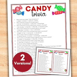 CANDY Trivia Quiz Game Printable With Answers, Family Game Night, Pop ...