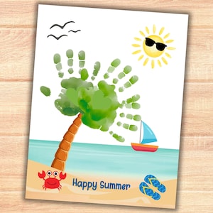 Summer Handprint Art for Kids, Beach Baby Toddler Hand Print Craft ...