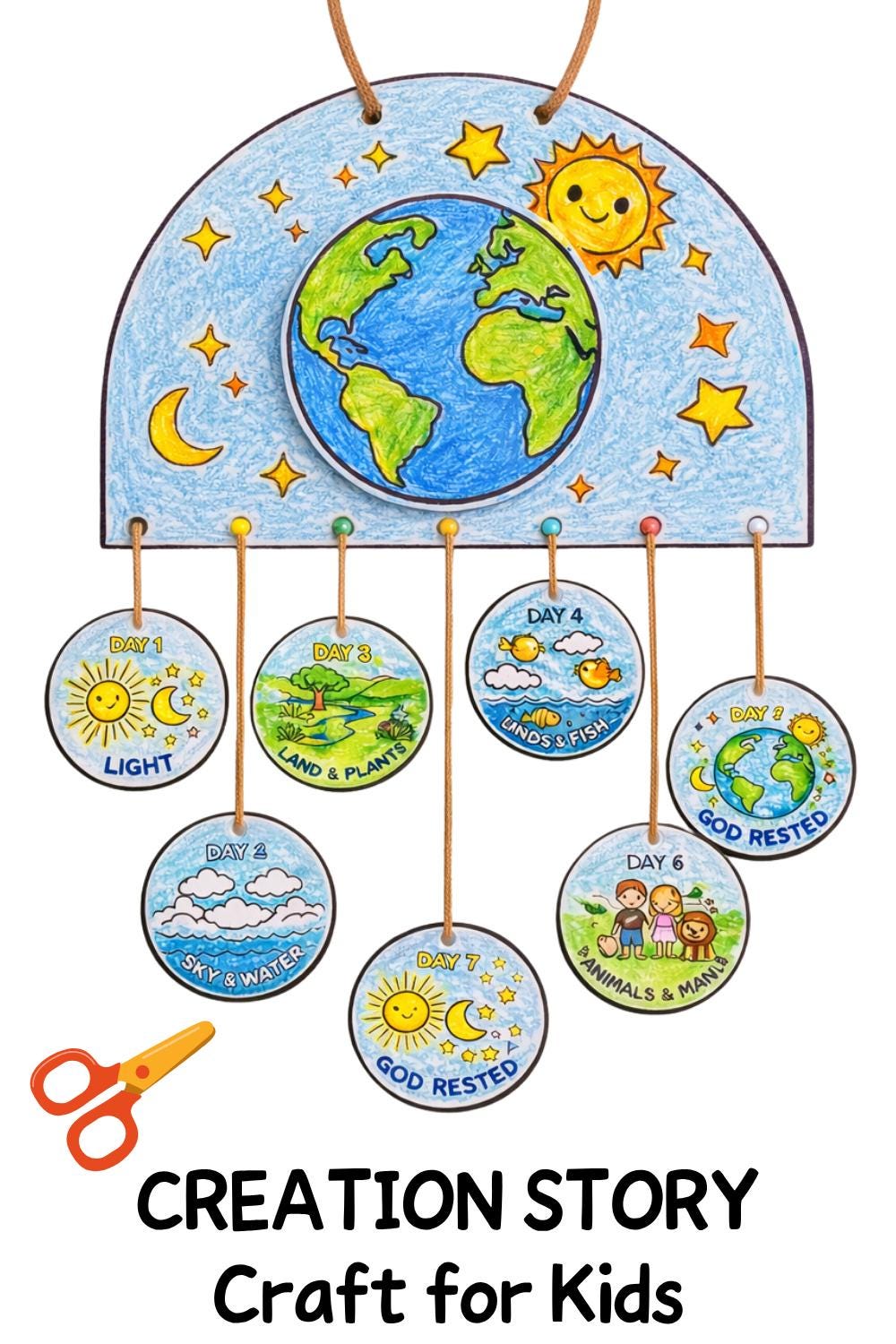 Days of Creation Craft for Kids, Christian Bible Creation Story Sunday ...