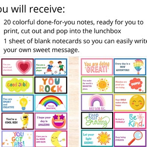 Lunchbox Notes for Kids, Positive Lunch Box Affirmations, Note Cards ...