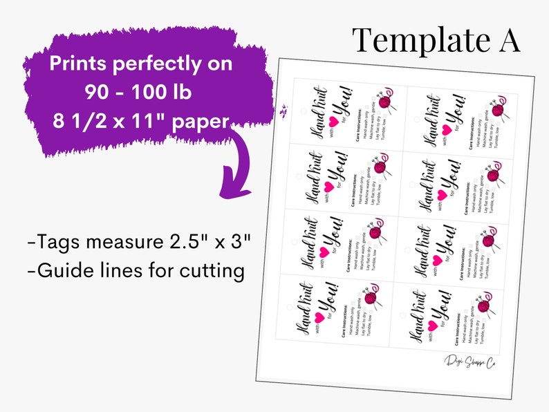 Handmade Tags for Knitting - Hand Knit for You - Instant Download ...