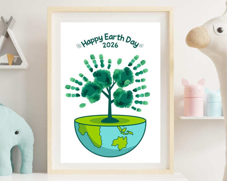Earth Day Craft Handprint Art for Kids, Arbor Day Activity Keepsake ...