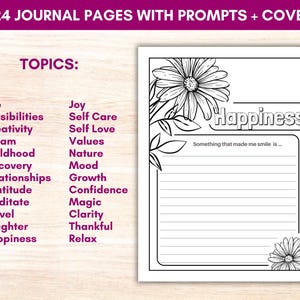 Coloring Journal Pages for Adults, Floral Self Care Journaling With ...