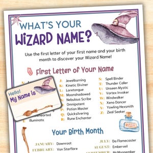 What's Your WIZARD Name Game Printable, Halloween Family Activity for ...