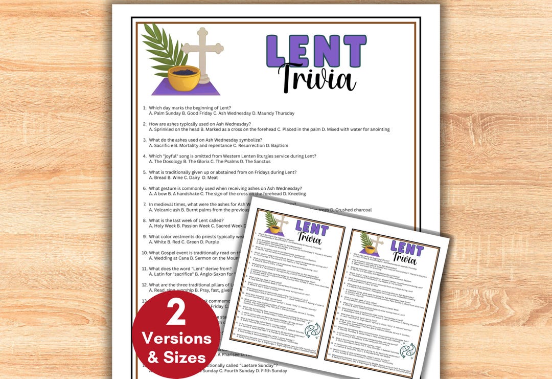 LENT Trivia Game Printable, Adult Easter Bible Quiz, Womens Ministry ...