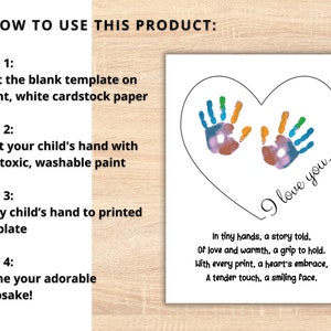 Handprint Art Craft Keepsake, Mothers Day Idea, Hand Print Gift for Dad ...