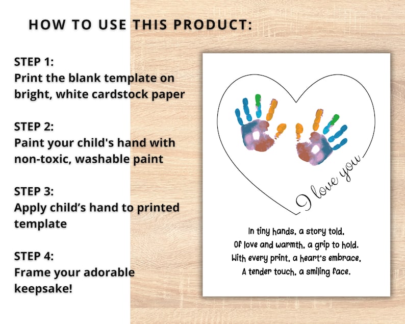 Handprint Art Craft Keepsake, Mothers Day Idea, Hand Print Gift for Dad ...