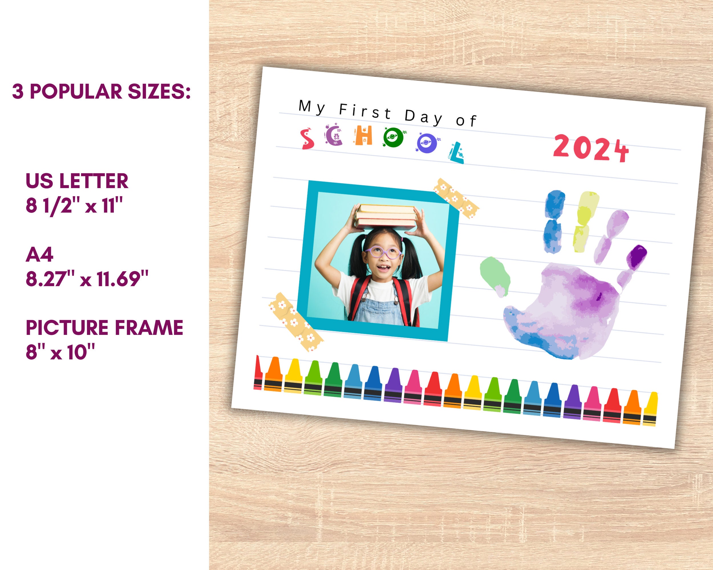 First Day of School Handprint Craft Keepsake, Back to School Photo ...