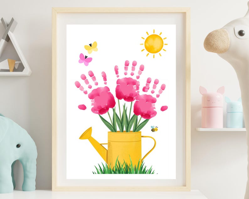 Spring Flower Handprint Craft for Kids, Art Keepsake, Butterfly Bees ...