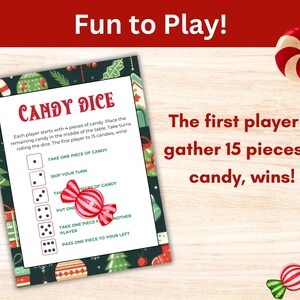 Christmas Candy Dice Game Printable, Fun Activity for Family Kids ...