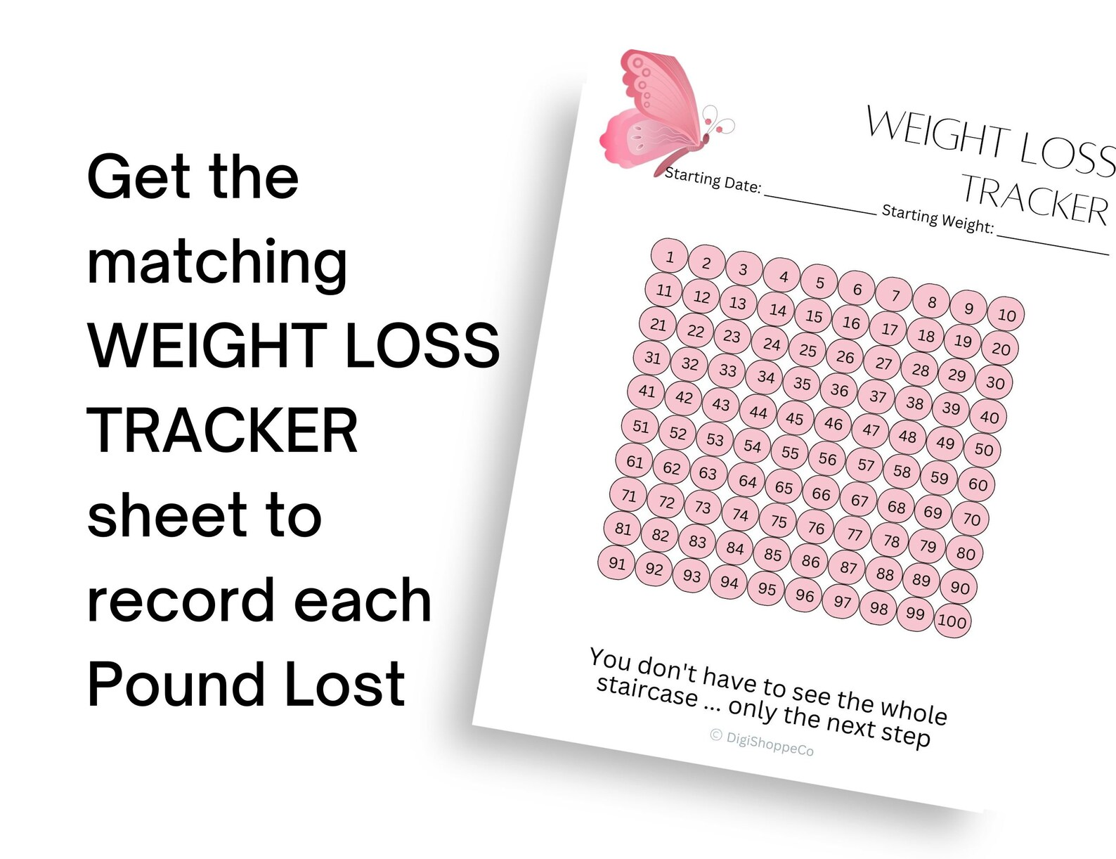 Weight Loss Tracker Printable Chart, Weightloss Journal, Pounds Lost ...