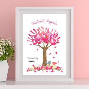 Valentine Handprint Craft for Kids, Pink Hearts Tree Art Love Keepsake ...