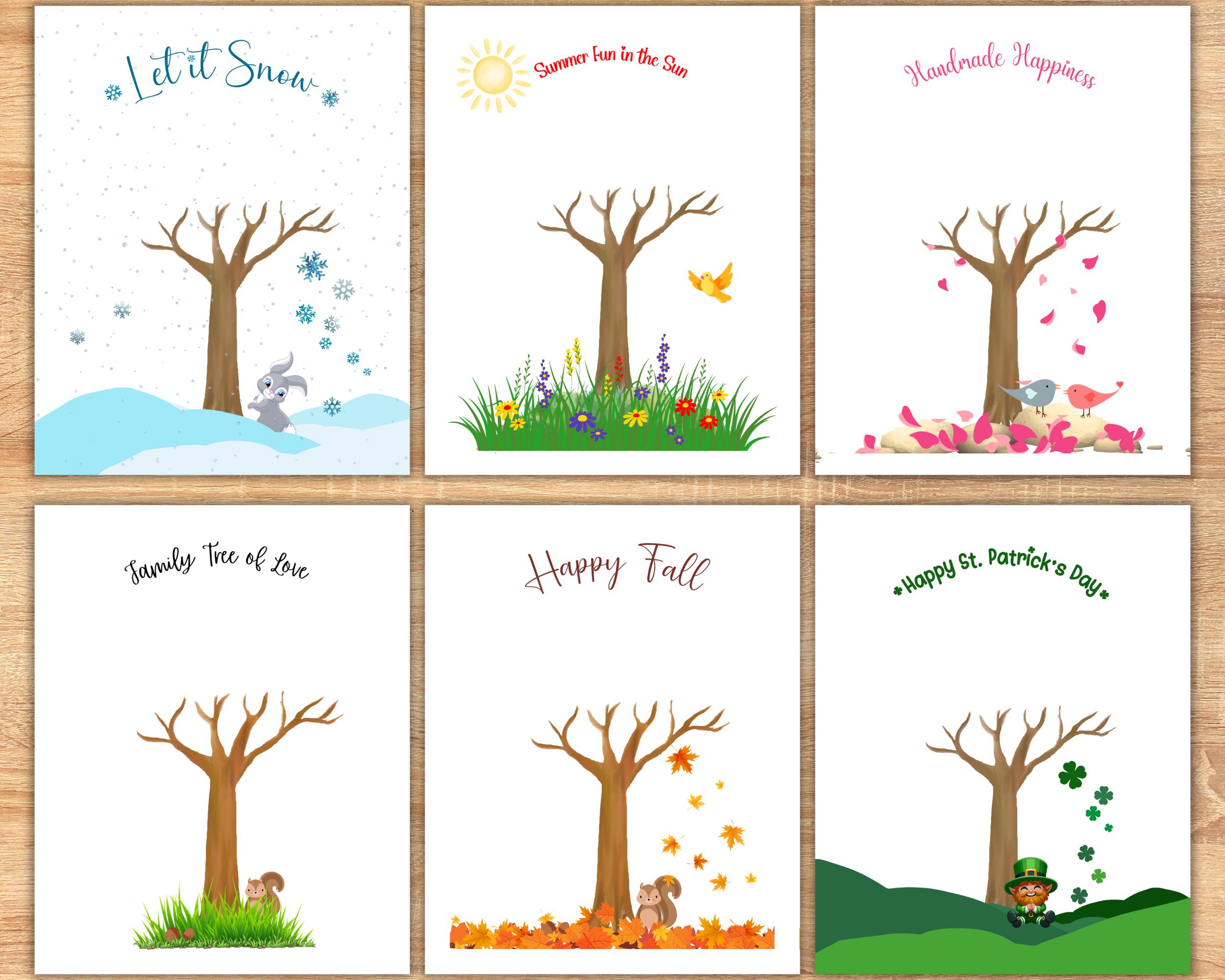 Handprint Art for Kids Bundle, Seasons Trees Holiday Craft, Baby ...