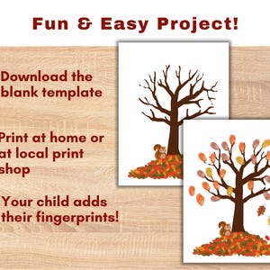 Fall Fingerprint Art for Kids, Autumn Tree Baby Toddler Thumbprint ...