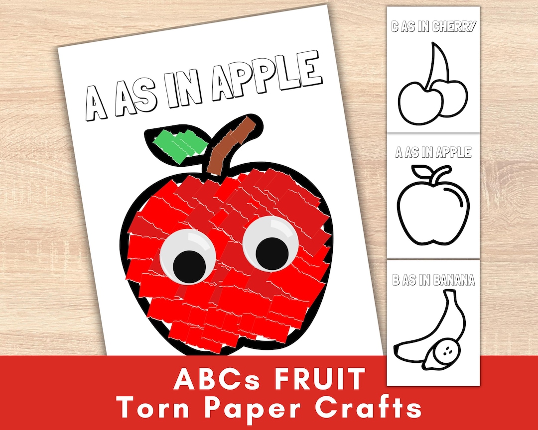 Torn Paper Craft for Kids ABC FRUIT, Easy Paper Crafts Idea Tear Rip ...