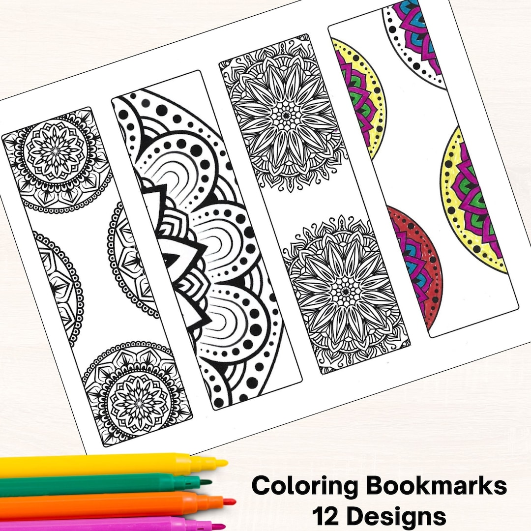 Coloring Bookmark for Adults Mandala Design for Meditation Art Therapy ...