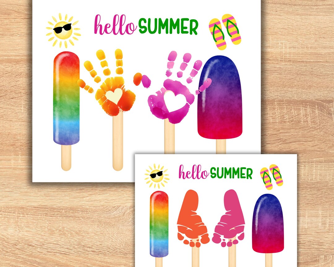 Summer Handprint Craft for Kids, Baby Toddler Hello Summer Tree Art ...
