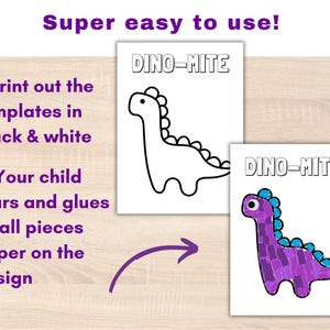 Dinosaurs Craft for Preschool Kids, Torn Paper Art for Kids, Tear Rip ...