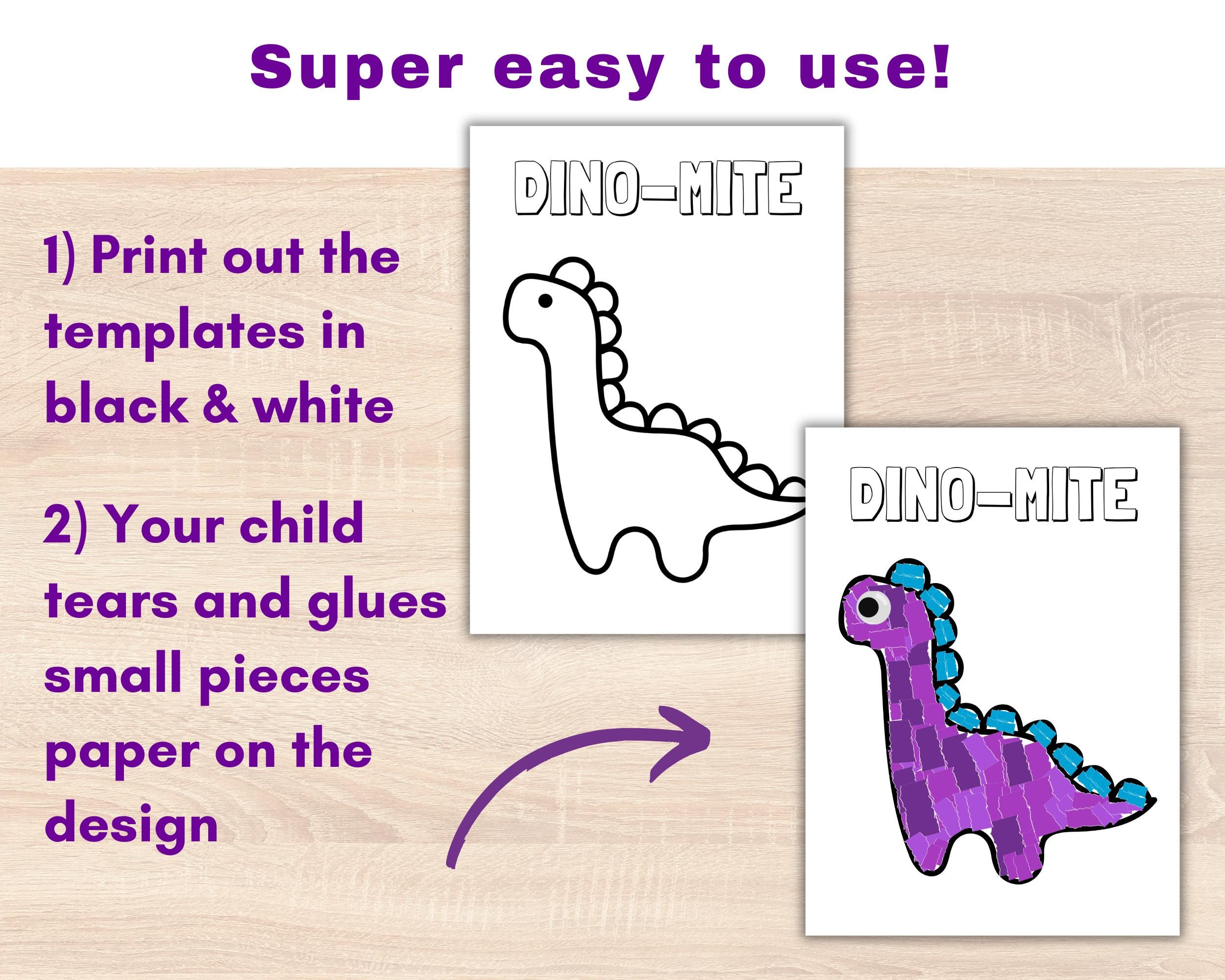 Dinosaurs Craft for Preschool Kids, Torn Paper Art for Kids, Tear Rip ...