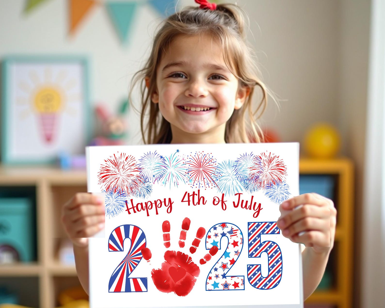 4th of July Handprint Craft Keepsake, Patriotic Fourth Handprint Art ...