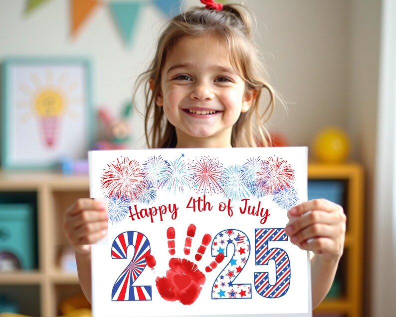 4th of July Handprint Craft Keepsake, Patriotic Fourth Handprint Art ...