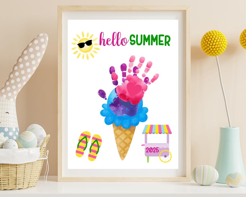 Summer Handprint Craft for Kids, Baby Toddler Hello Summer Tree Art ...