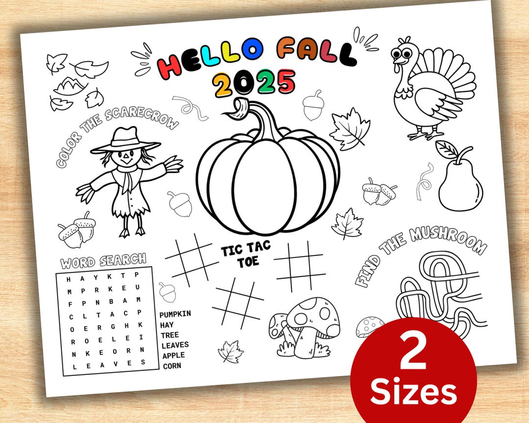 Fall Coloring Sheet for Kids, Autumn Thanksgiving Theme Activity ...