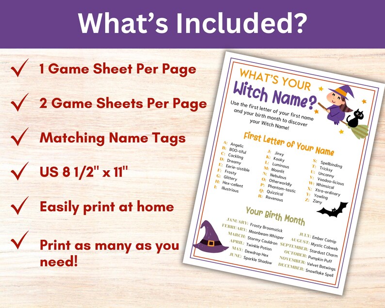 What's Your WITCH Name Game Printable, Halloween Family Activity for ...