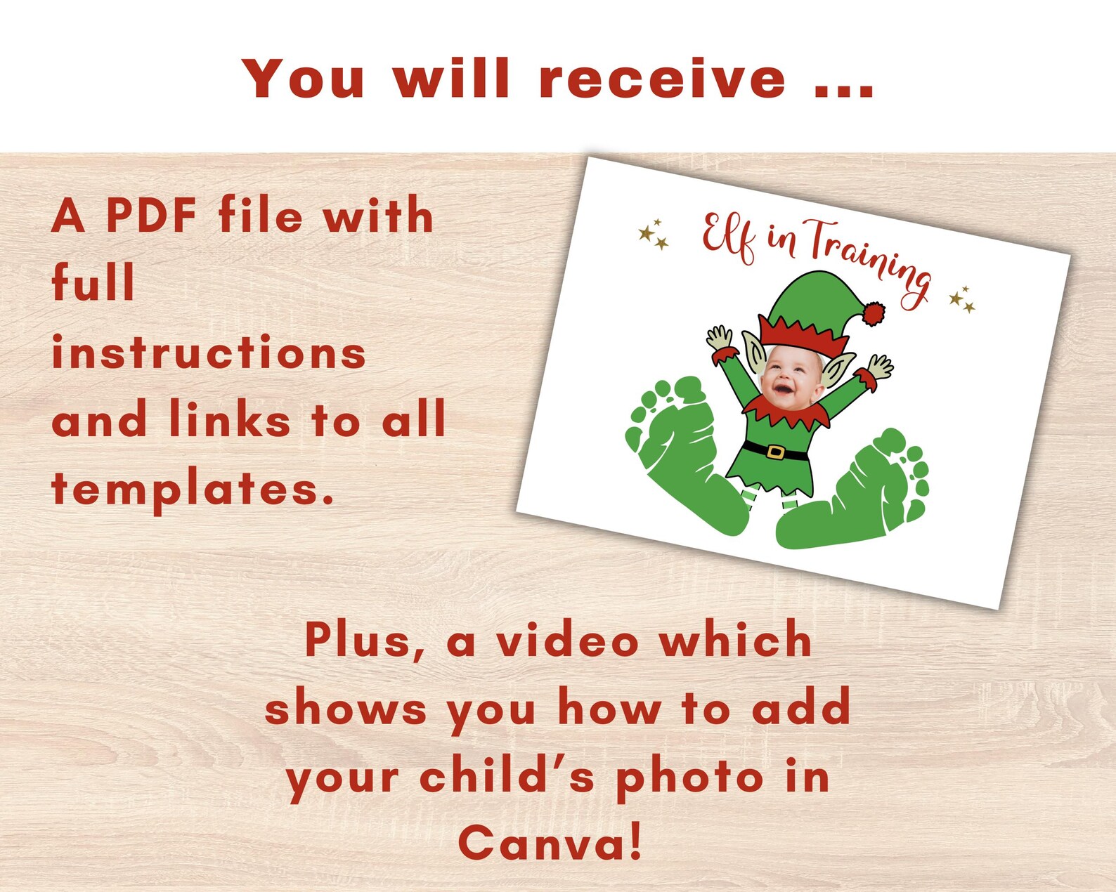 Elf Footprint Craft Photo Keepsake, Editable Baby's First Christmas ...
