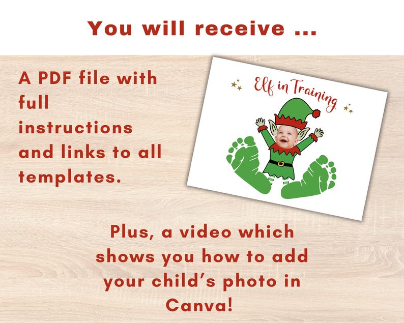 Elf Footprint Craft Photo Keepsake, Editable Baby's First Christmas ...