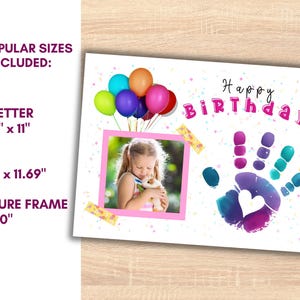 Birthday Handprint Craft Keepsake Photo Memento, Hand Print Art for ...