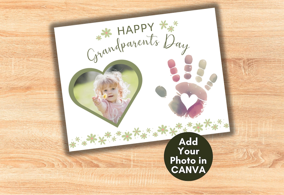 Grandparents Day Handprint Photo Keepsake, Editable Baby Hand Print ...