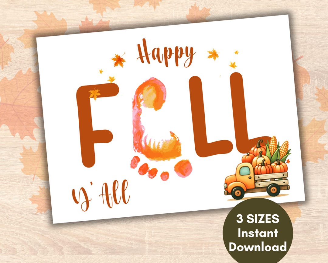 Fall Footprint Craft for Kids, Happy Fall Y'all, Autumn Thanksgiving ...