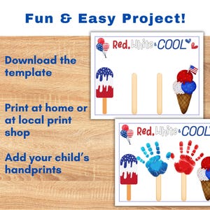 Patriotic Handprint Craft Keepsake, American 4th of July Day, Red White ...