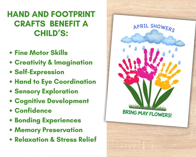Spring Handprint Fingerprint Craft for Kids, Flowers Hand Print Art ...