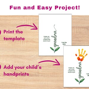 Grandma Handprint Craft, Poem Flower Gift for Birthday Mothers Day ...