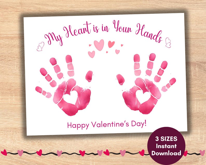 Valentine Handprint Craft for Kids Keepsake, Toddlers Hand Print Art ...
