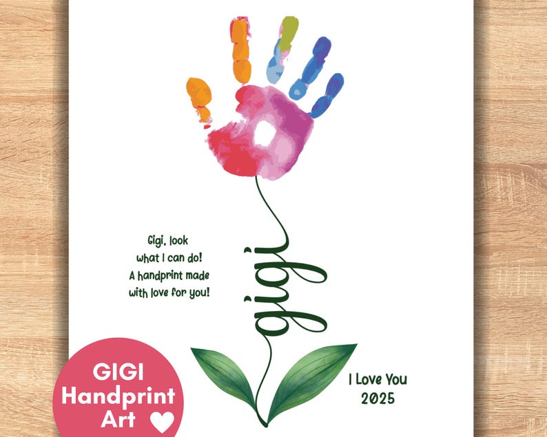 Gigi Handprint Craft, Gigi Gifts Poem Flower, Grandma's Birthday ...