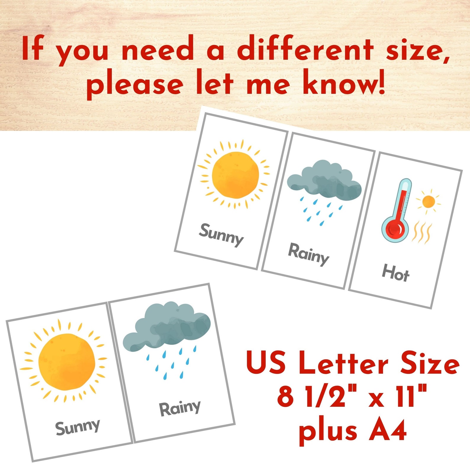 Weather Flashcards for Kids, Homeschool Education Flash Cards, 16 ...