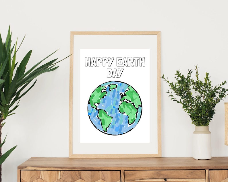 EARTH DAY Craft for Kids, Torn Paper Art Template, Easy Paper Crafts ...
