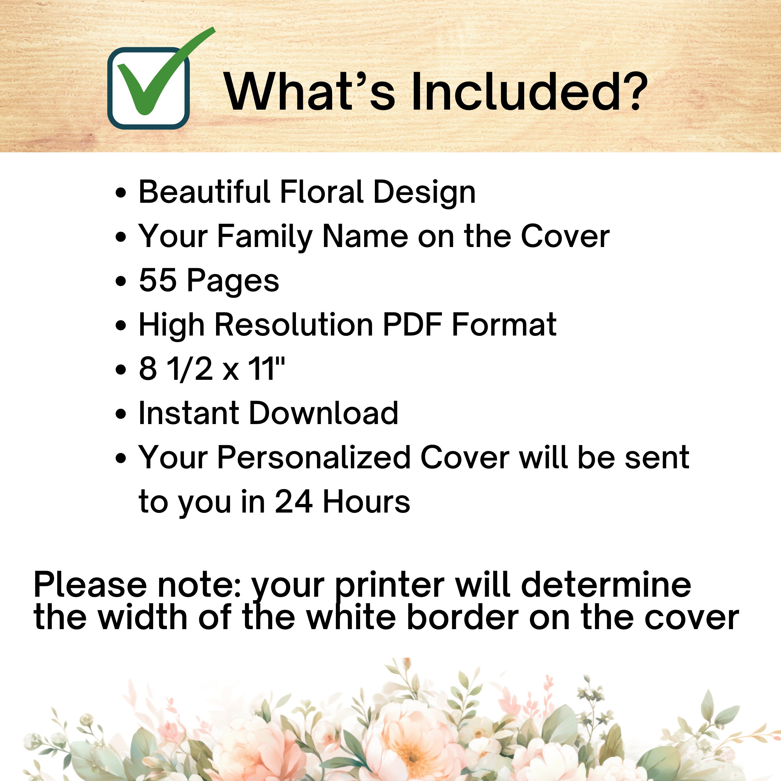 Important Documents Organizer Custom Cover, Floral Family Emergency ...
