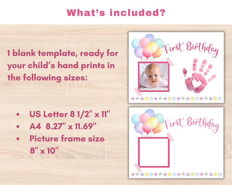 First Birthday Handprint Photo Frame Art Keepsake, Memento for Baby's ...