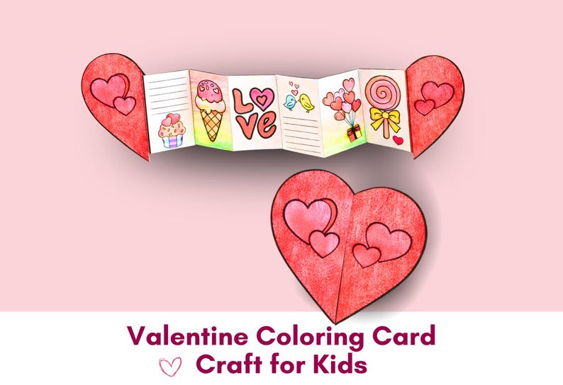 Folding Heart Card Craft for Kids, Daycare Valentines, DIY Valentine ...